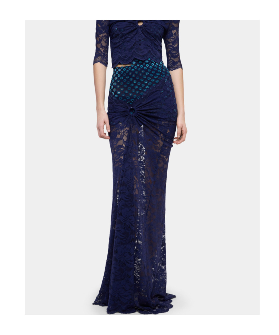PACO RABANNE Paco Rabanne Draped Lace Maxi Skirt